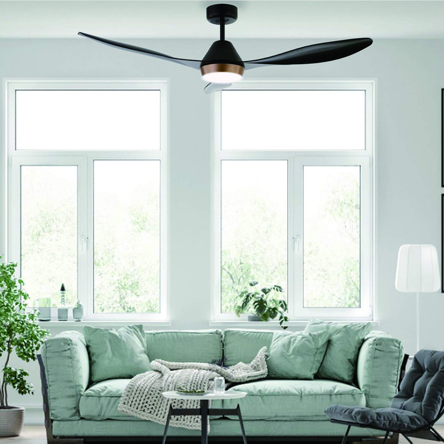 Nocolliny 52" Modern Ceiling Fan with Dimmabke LED, Quiet DC Motor and Remote Control