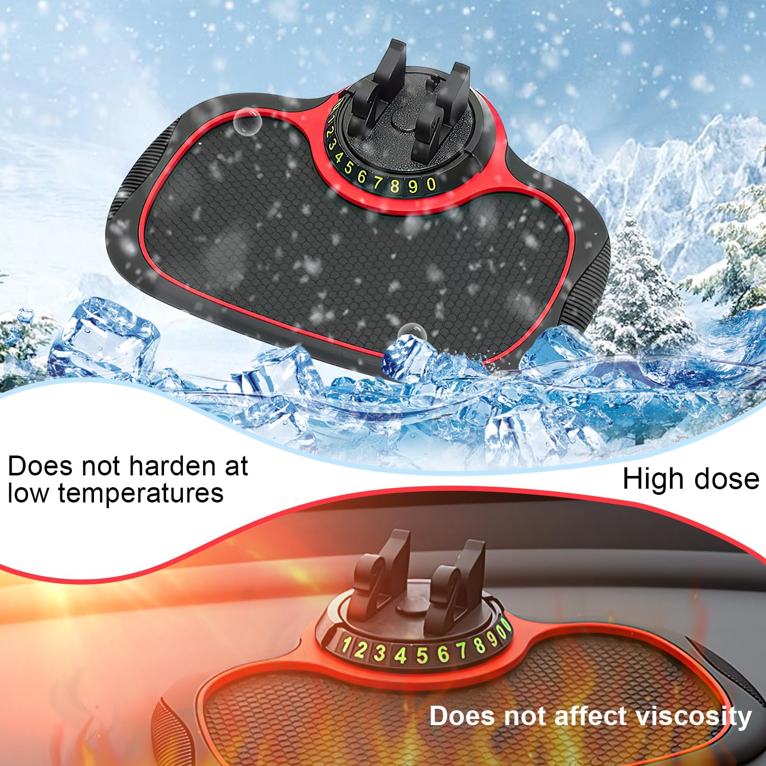 Rednow Portable Electronic Device Mount, Car Phone Holder with Honeycomb Mat, Universal Compatibility, Rotatable, 1 PC