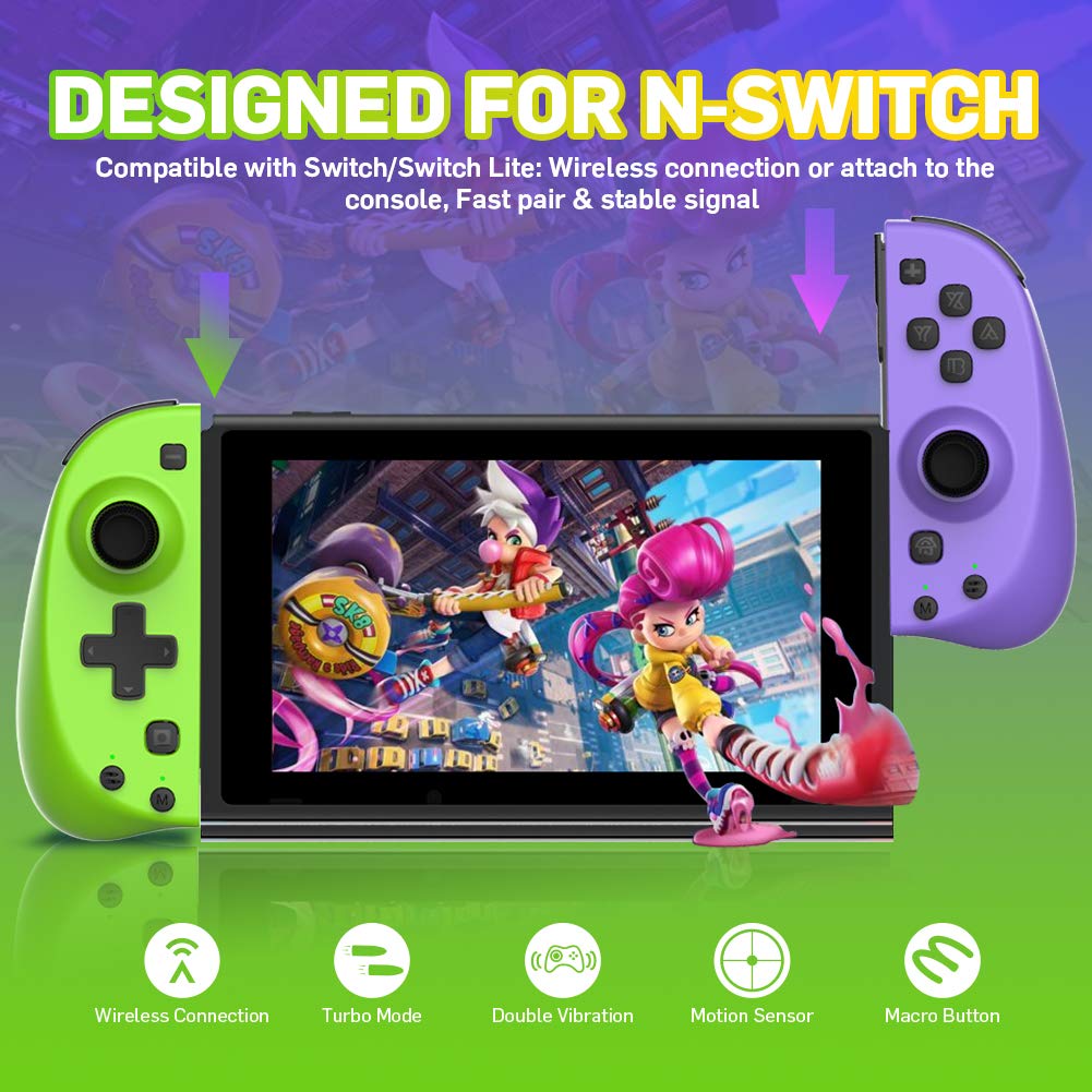 PENJOY C25 Joy Pad Switch Controller for Nintendo Switch, Replacement for Joycon, Wired/Wireless Switch Controller, Programmable Macros, Turbo, Motion Control & Vibration (purple)