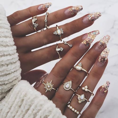 ONESING 69 Pcs Knuckle Rings for Women Stackable Rings Sets Bohemian Vintage Joint Rings for Women