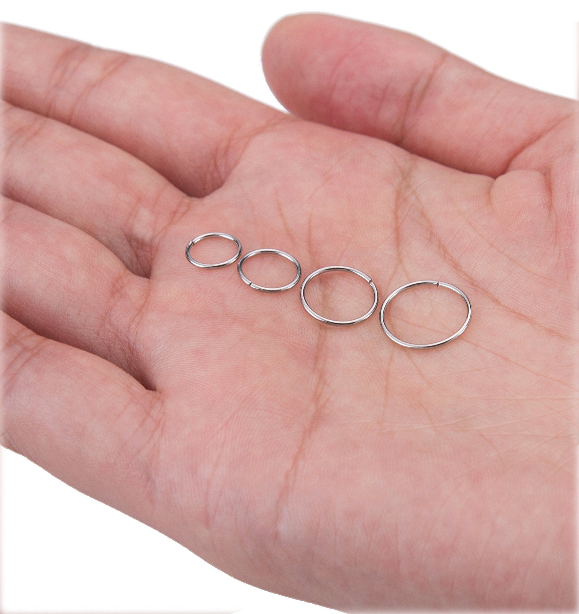 Masedy 24Pcs 20G 316L Stainless Steel Nose Rings Hoop Tragus Cartilage Helix Piercing Lip Septum Ring Silver Bendable