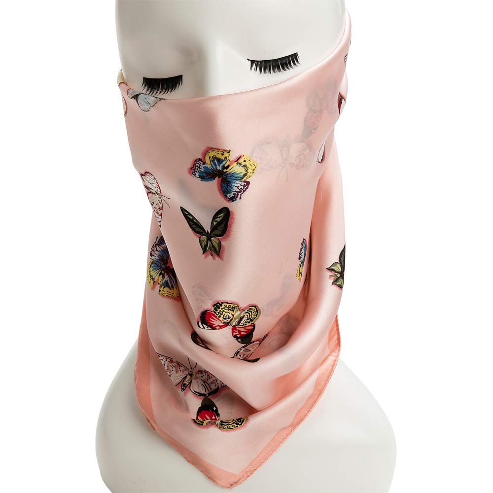 NaSoPerfect 27 inch Silk Feeling Scarf Square Satin Head Scarf Soild Color Neck Scarf Black