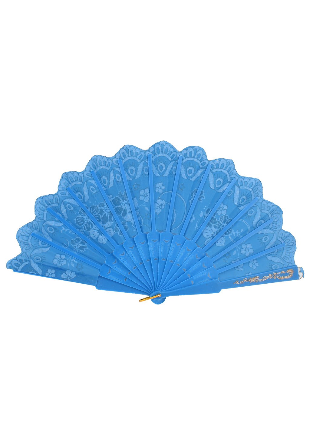 Qtqgoitem U Ring Hanger Glitter Powder Flower Pattern Folding Hand Fan Sky Blue (model: c8d d32 712 a5b e1b)