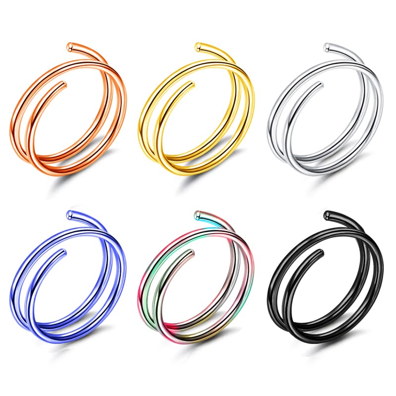 ORAZIO G23 Titanium Nose Ring Double Nose Hoop Ring for Single Piercing 20G Nose Rings Twist Hoop Nose Ring for Women Men Spiral Nose Piercings Handmade Cartilage Piercing