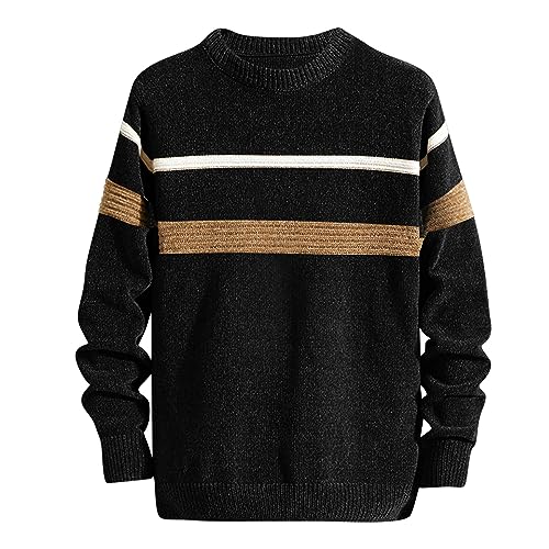 Mens Tops Fall Plus Size Fall Jacket White Sweatshirt Oversized Pullover Sweaters For Men Long Sleeve Sweater Fall Business Casual Clothes For Men Zip Up Sweaters For Men Z1005a-Black L