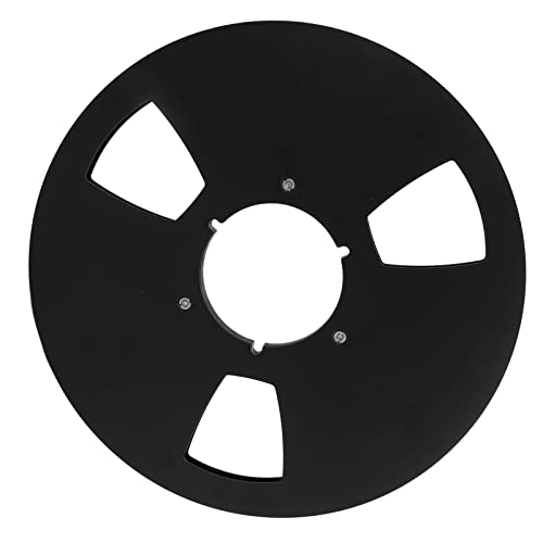Yoidesu 1/4 10 Inch Empty Tape Reel, Three Holes Empty Disc Opening Machine Parts Aluminum Alloy Reel Tape Recorder Accessory for Nab(Black)