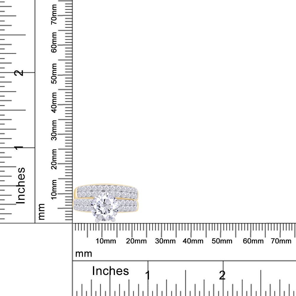 SAVEARTH DIAMONDS Center 7MM Round Cut Lab Created Moissanite Diamond Solitaire Bridal Set Engagement Ring In 10K Solid Yellow Gold Jewelry For Women(1.75 Cttw)-10
