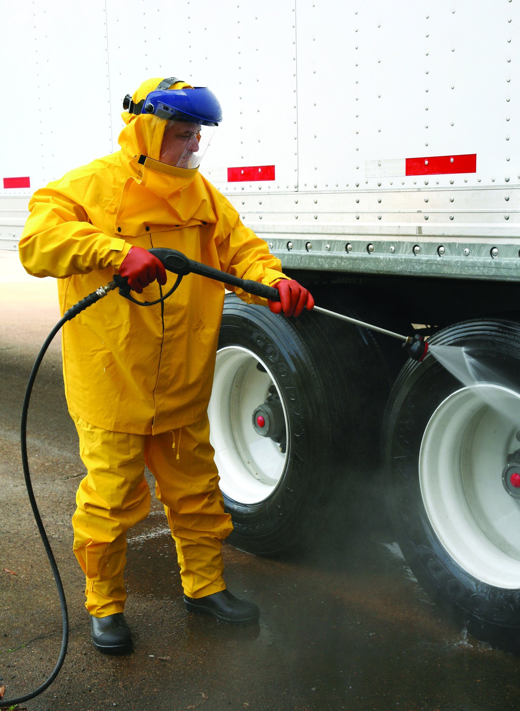 MCR Safety 2603X6 Hydroblast PVC/Polyester 3-Piece Rainsuit with Attached Hood, Yellow, 6X-Large