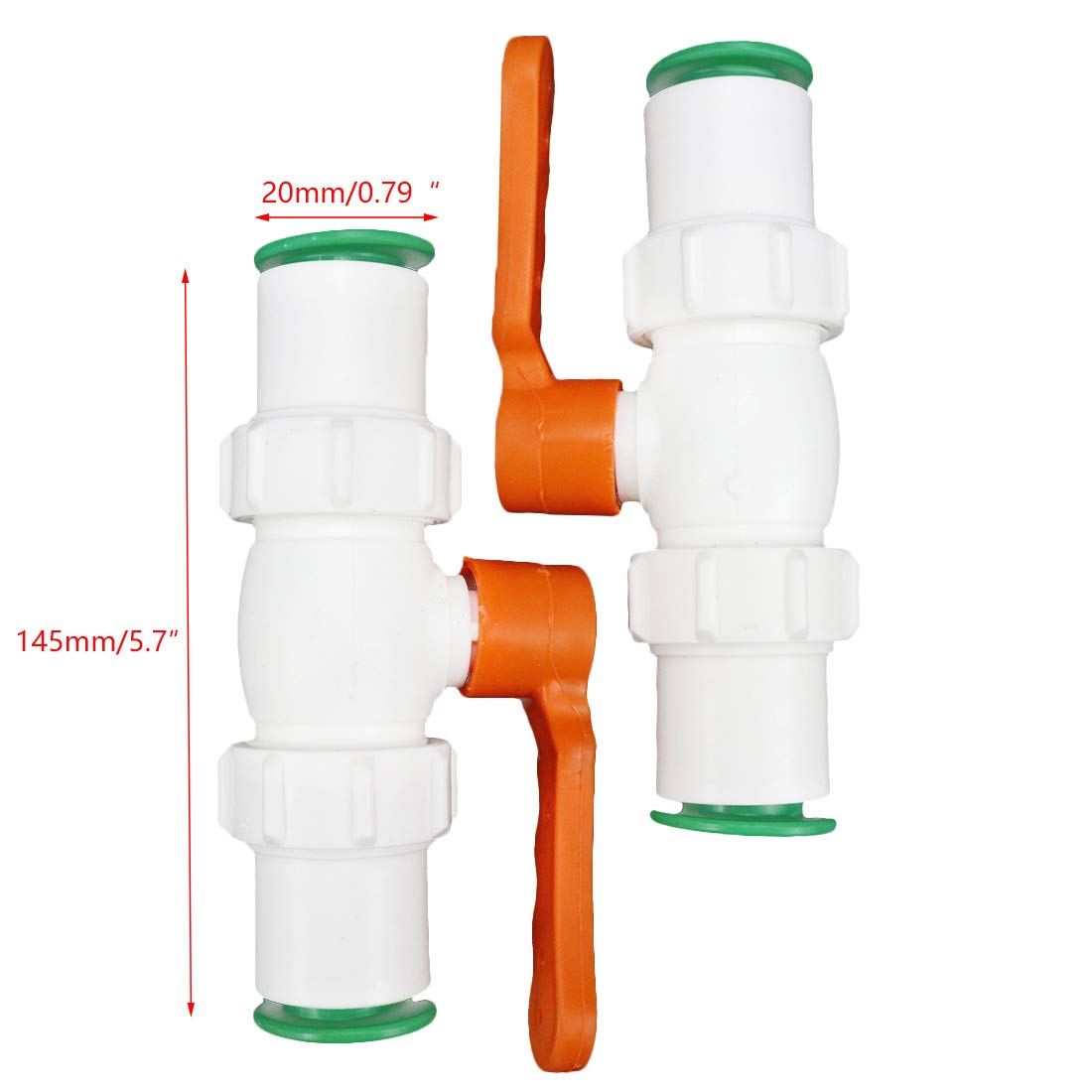 Meprotal 2pcs PPR Union Ball Valve Pipe Fittings Shut-Off Valves for Air Oil Water for 20mm Pipe Diameter