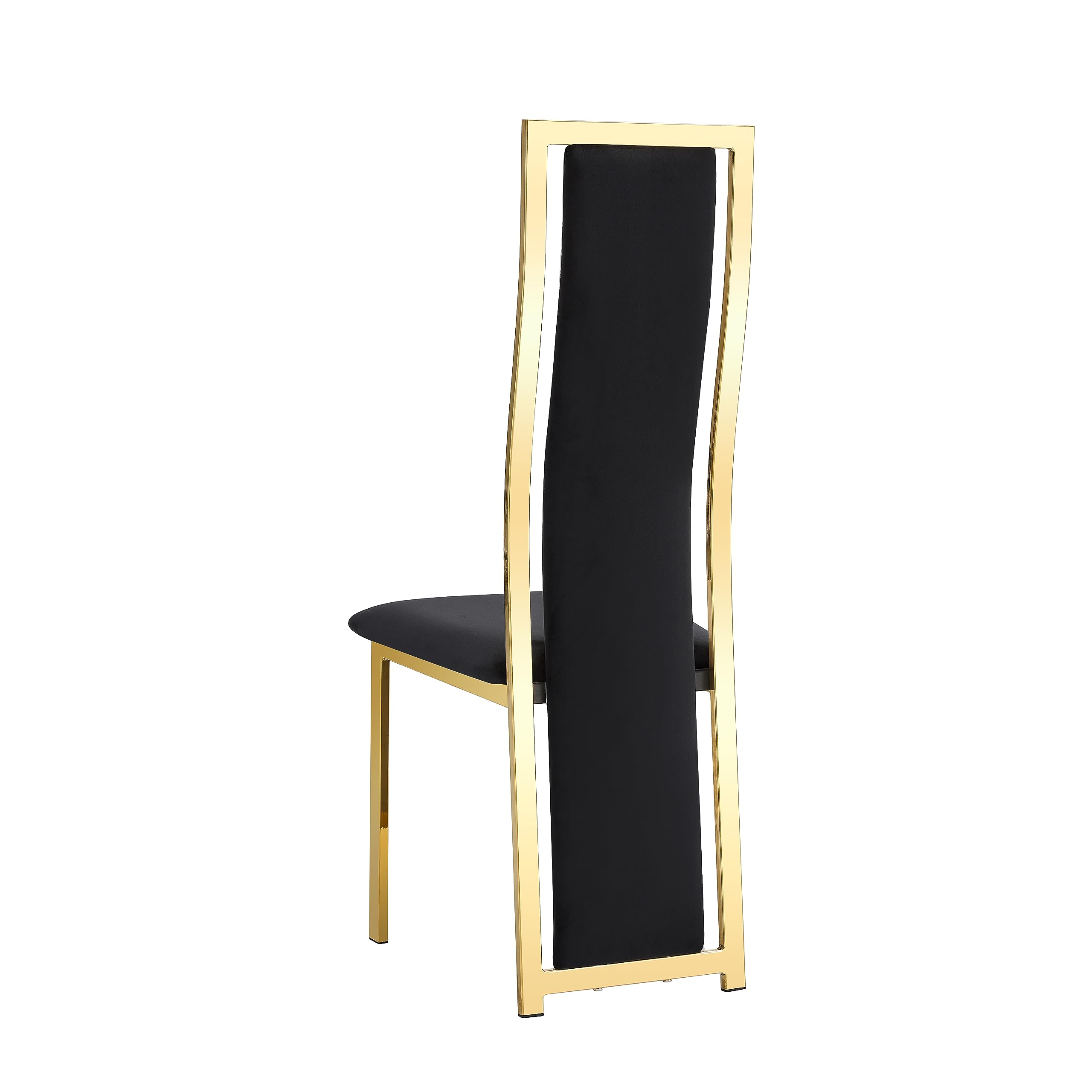 ME2 Dining Chairs Set of 2, Sleek Golden Stainless Steel Legs, Leather Upholstered Dining Chairs for Kitchen and Dining Room (White)
