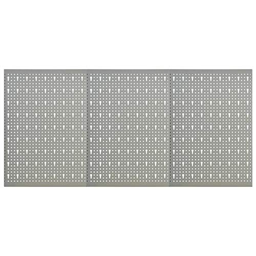 Tidyard 3 Piece Wall-Mounted Peg Boards, Steel Wall Panels with Holes, Metal Tool Pegboards Storage Organizer Gray for Garage, Workbench, Workshop 47.2 x 22.8 x 0.4 Inches (L x W x T)