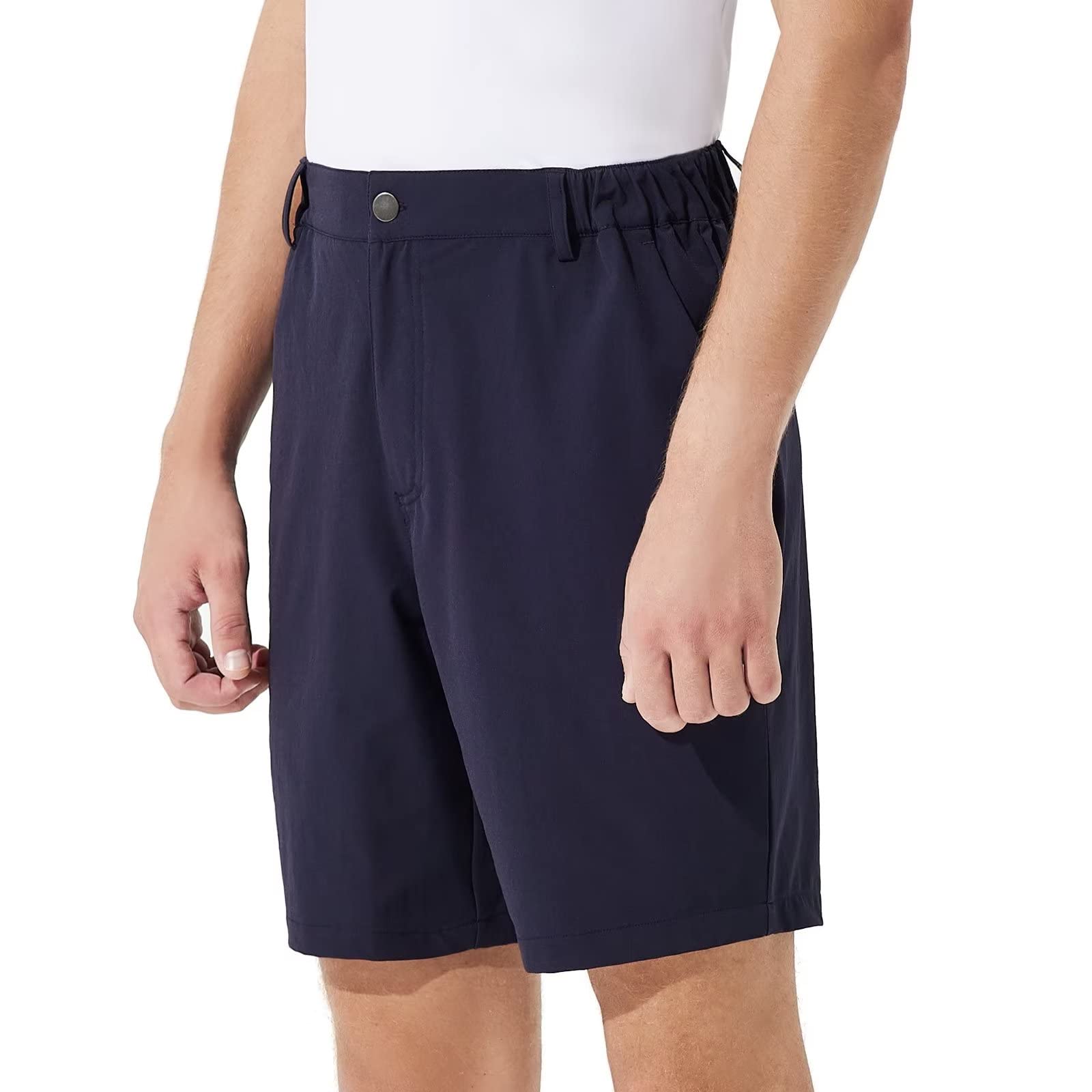 SURFEASY Men's Stretch Golf Work Shorts Dry Fit Lightweight Flat Front Cargo Hiking Casual Short(Navy,M)