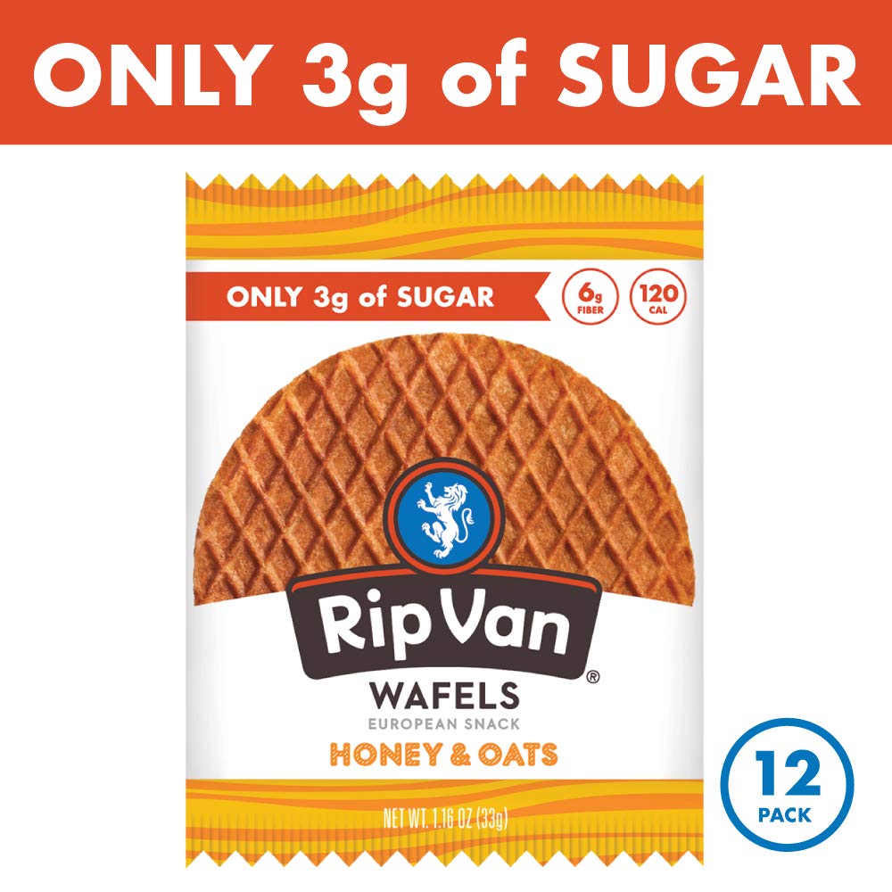 Rip Van Wafels Snack Wafels, Honey and Oats, Pack of 12, 13.92 Ounce