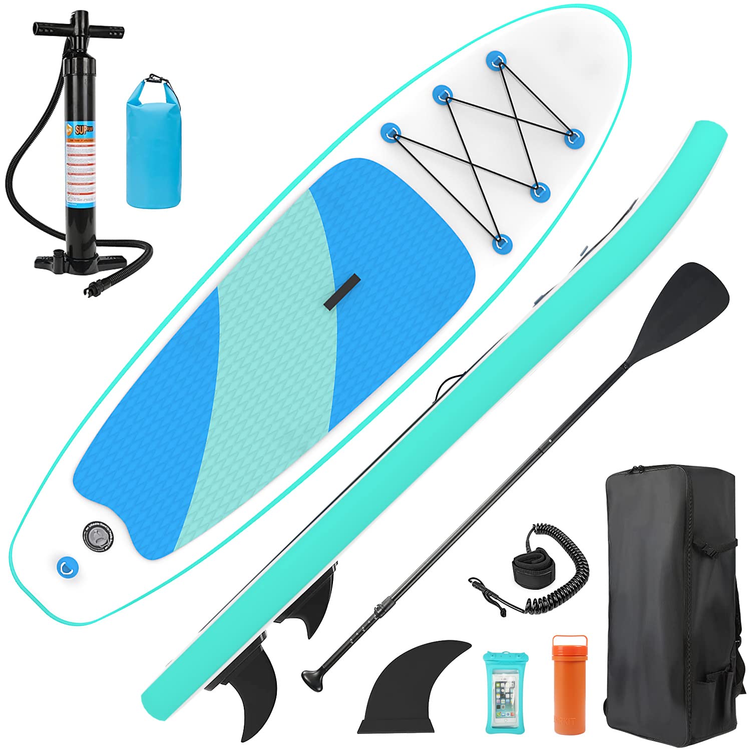 Surfroll Inflatable Stand Up Paddle Board for Adults Anti-Slip Surfboard with Premium Sup Accessories Including Double Action Pump, Paddle, Surf Control, Backpack, Leash, Waterproof Bag, Repair Kit