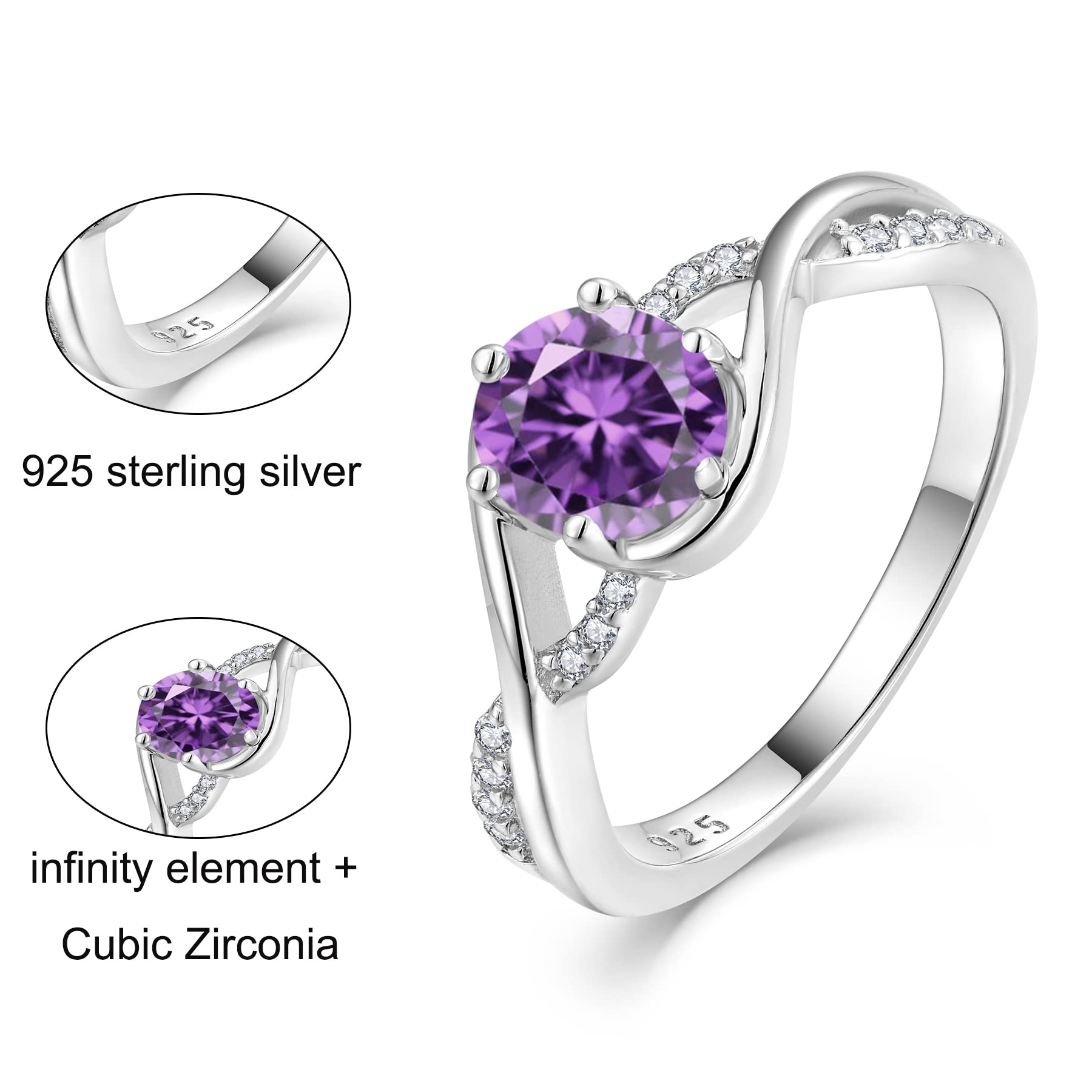SIYELE Infinity Promise Ring 925 Sterling Silver Cubic Zirconia Ring for Women Statement Rings Engagement Wedding Size 7