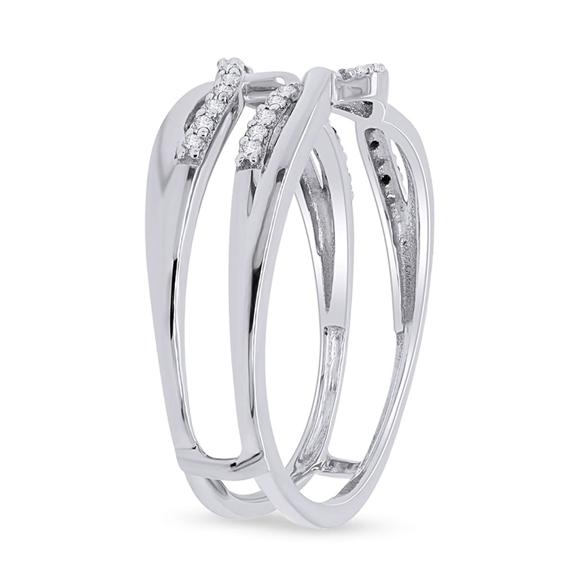 SAVEARTH DIAMONDS Round Cut Lab Created Moissanite Diamond Infinity Twisted Enhancer Guard Ring in 14K White Gold Plated 925 Sterling Silver Jewelry (G-H Color, 0.50 Cttw) Size -10