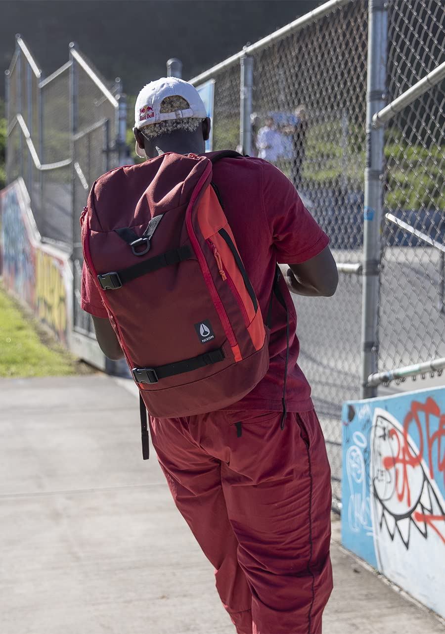 NIXON Hauler 25L Backpack - Burgundy/Fire - Made with REPREVE® Our Ocean™ and REPREVE® recycled plastics.