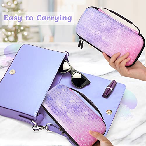 TCJJ Mermaid Hard Carrying Case for Nintendo Switch-Purple Portable Travel Case with Soft TPU Protective Case Cover Compatible with Nintendo Switch for Girls