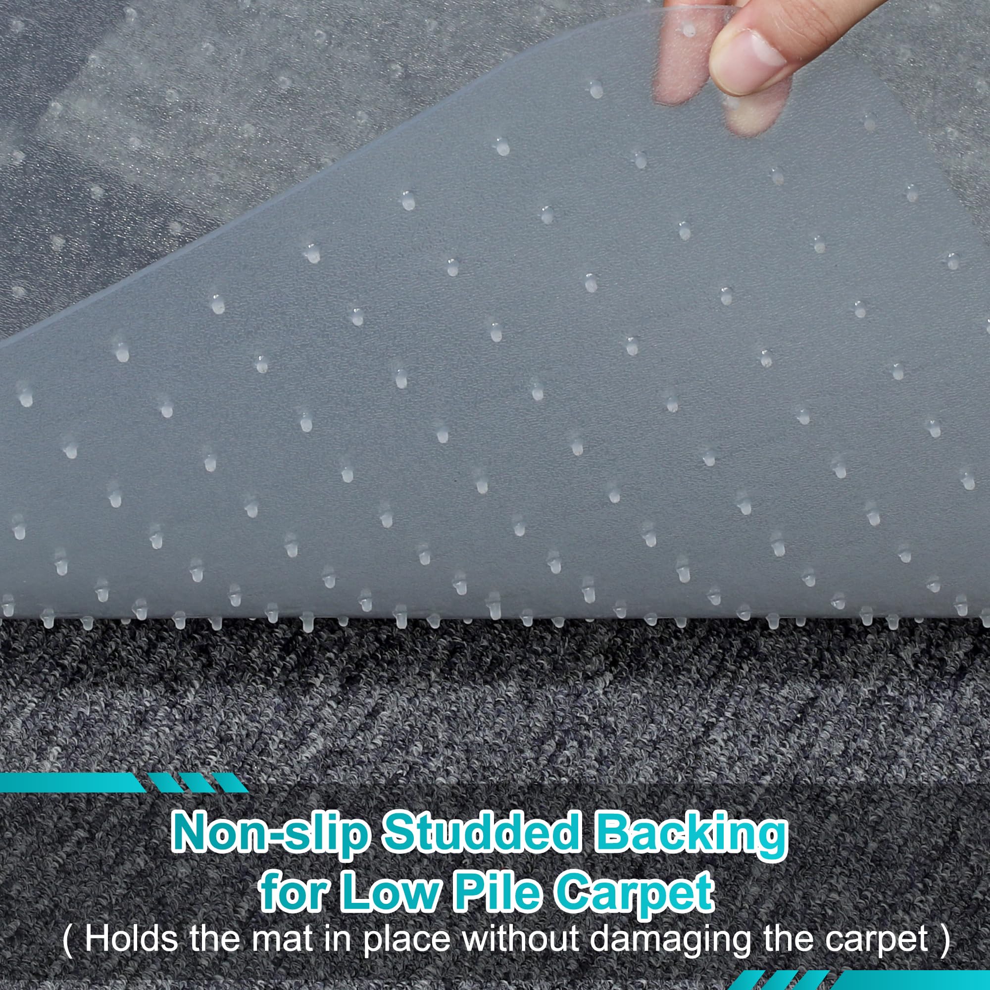 Office Chair Mat for Carpeted Floors, 30'' x 48'' Clear Computer Desk Chair Mat for Low and No Pile Carpeted Floors, Thick and Sturdy Carpet Protector, Easy Glide and Flat Without Curling