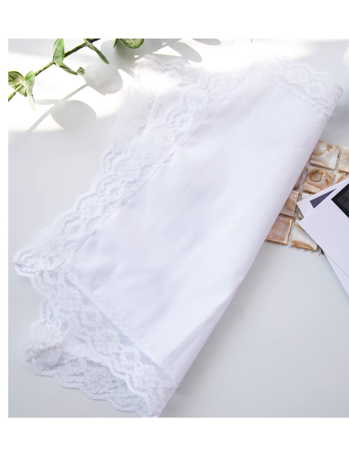 MileyMarla Ladies New Pretty Lace White Cotton Handkerchiefs Wedding Hankies Hanky
