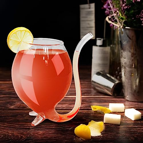 Montex Vampire Wine Glass 4pcs 12oz Creative Cocktail Glasses Built-in Straw fun Cocktail Glass for Wine Juice Party Glassware