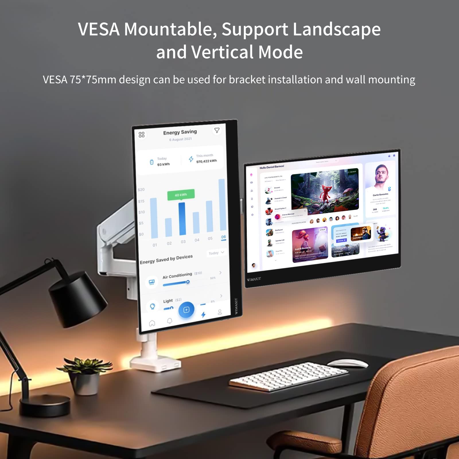 WIMAXIT Portable Monitor 15.6inch Compatible for MacBook Macos,Windows OS Touch Functions HDR IPS Non-Glare Laptop PC Monitor