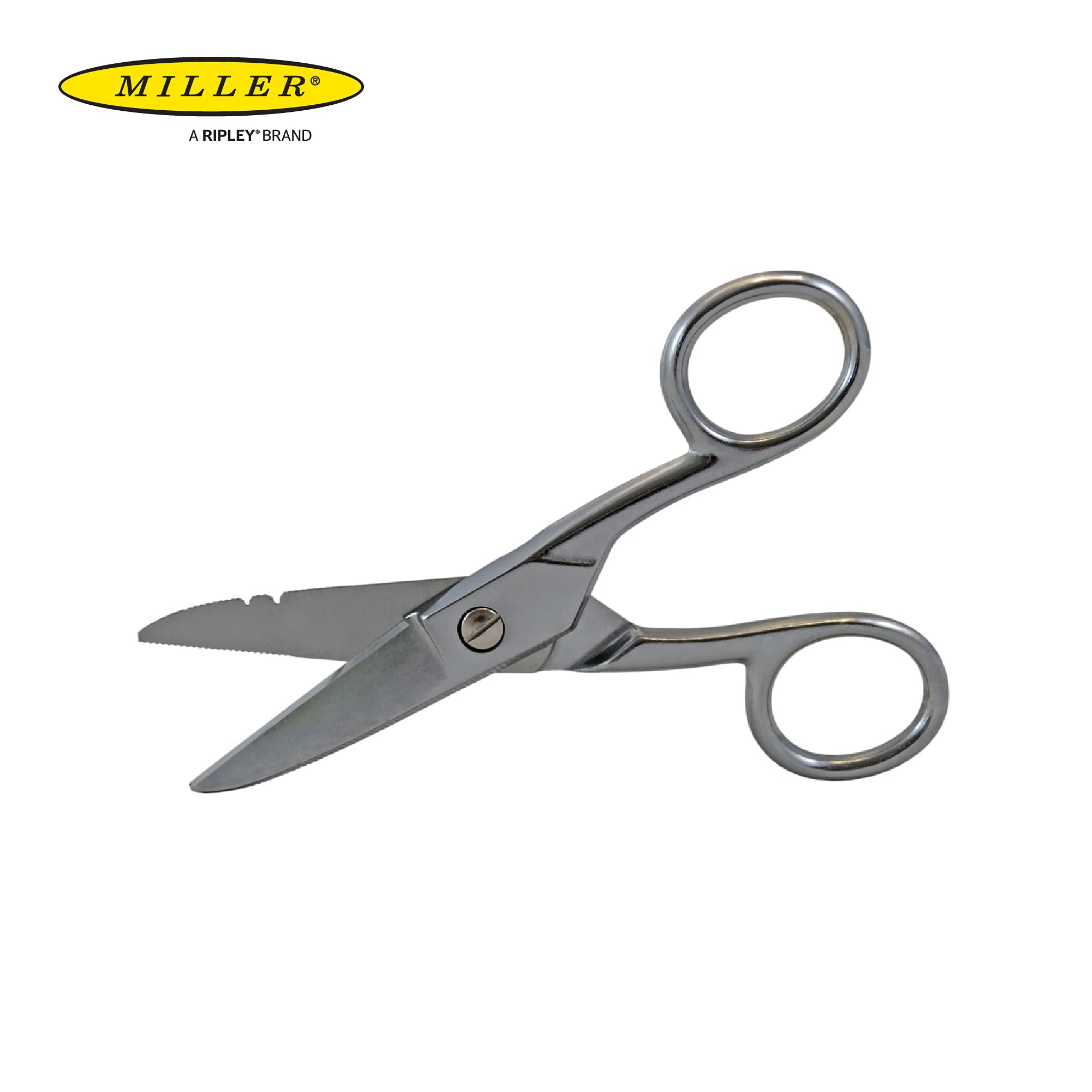 Miller 925CS Metal Electrician Splicing Scissors with Scraper and File, Easily Portable Electrician Scissors for Working Technicians, 5.25 Inches