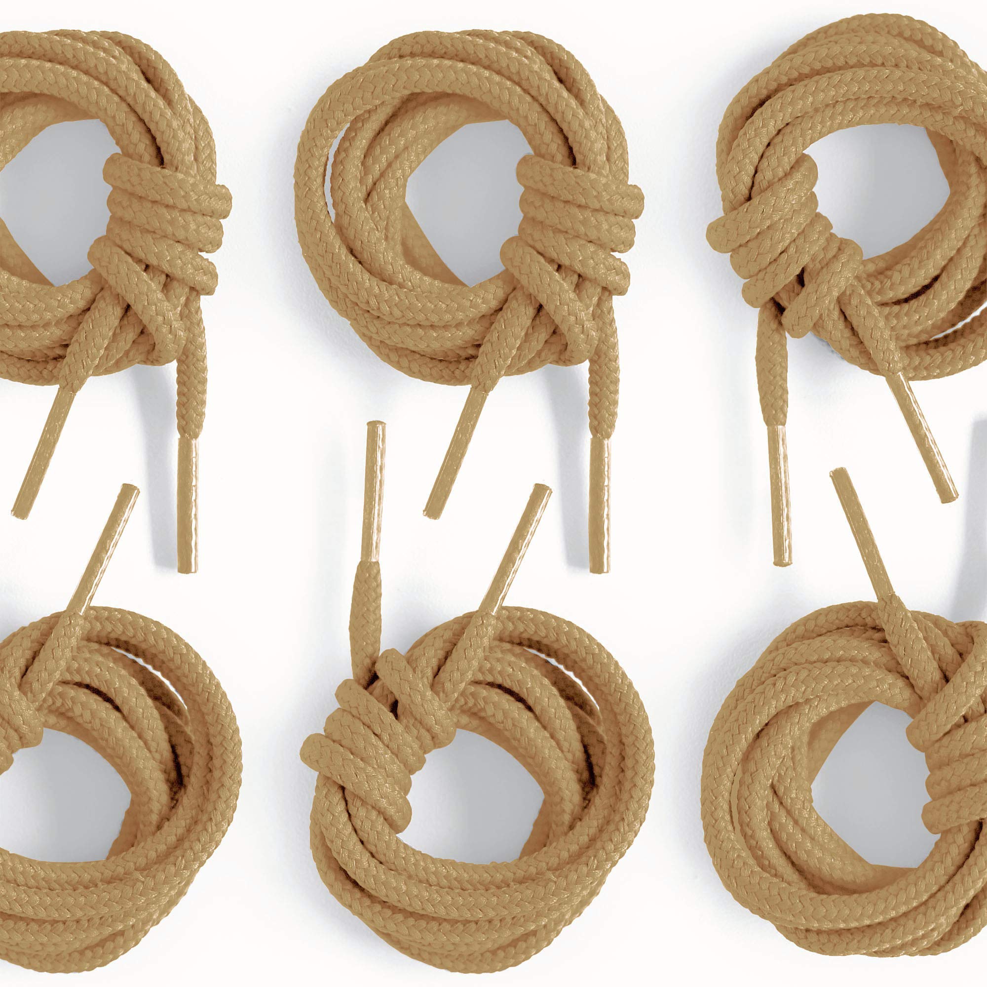 Mercury + Maia Round Shoe Laces for Sneakers - Boot Laces - Ultraboost Shoelaces - USA Made Shoe Strings (2 Pair) (Tan, 72 inches)