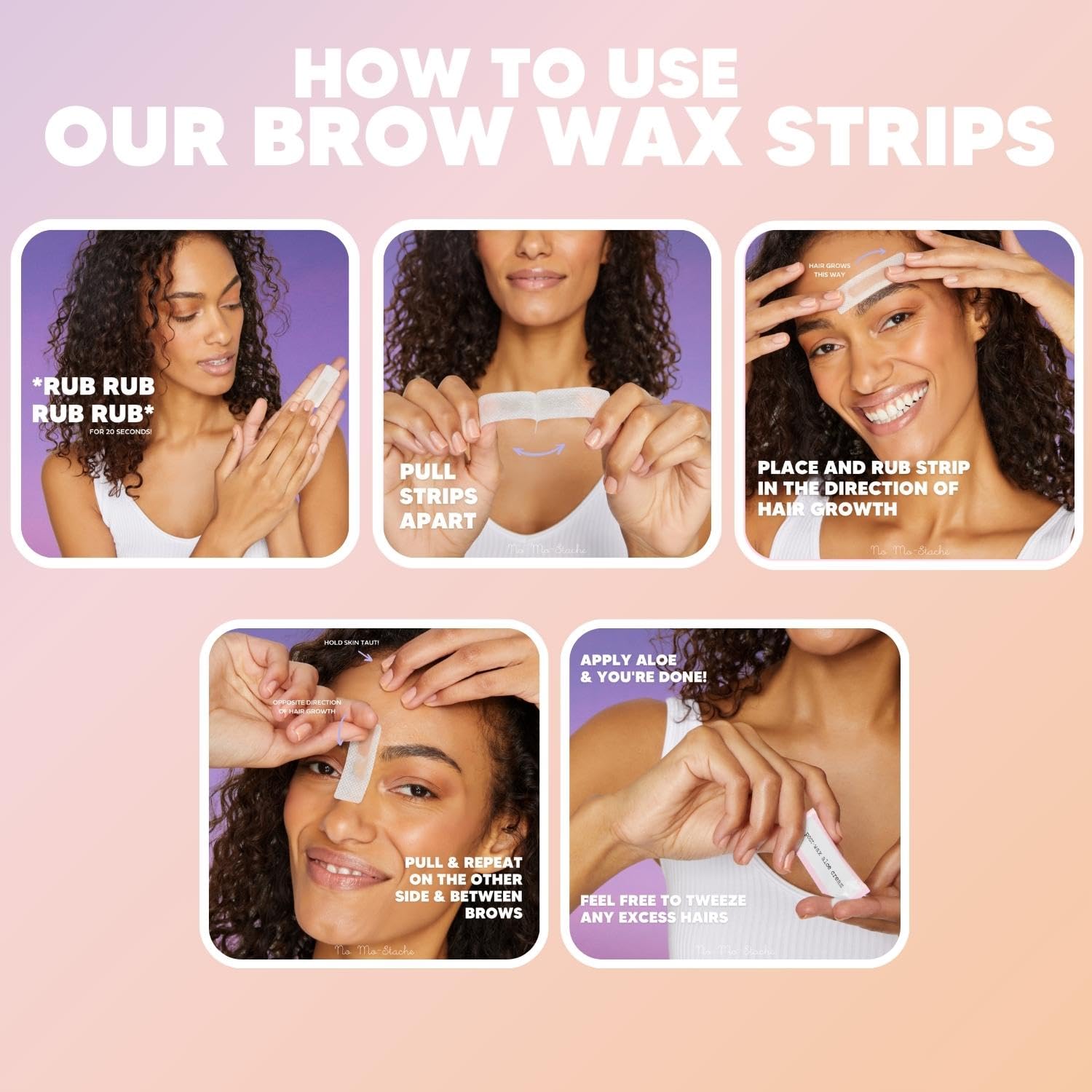 No Mo-Unibrow Hair Removal Waxing Kit - Waxing Strips For Eyebrows, Face, Upper Lip, and Chin - As Seen On Shark Tank - Travel Friendly Wax Strip For Face - Wax Strips and Mini Tweezers - 2 Pack
