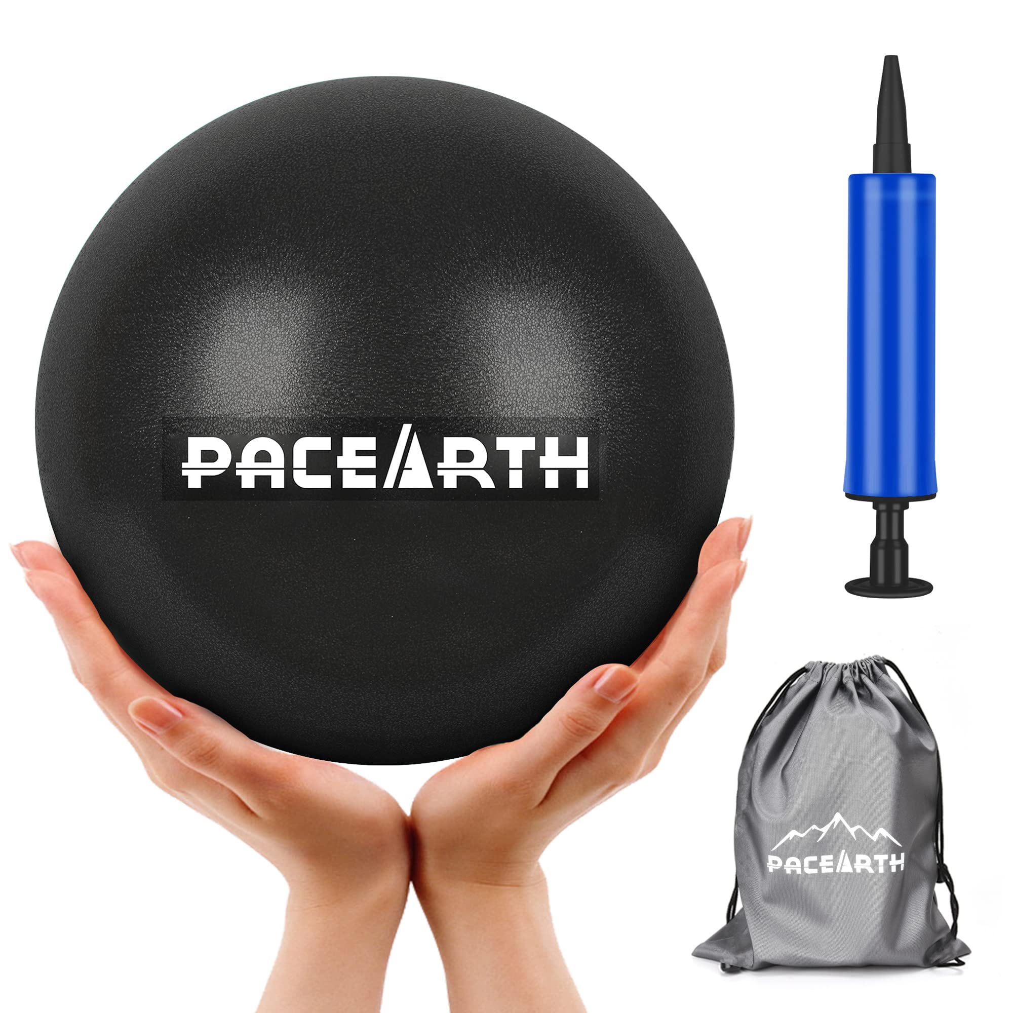 PACEARTH Small Exercise Ball, 9 inch Pilates Ball, Barre Ball with Air Pump Yoga Mini Bender Ball for Balance, Core Training, Physical Therapy at Home Workout, Gym, Studio -Black