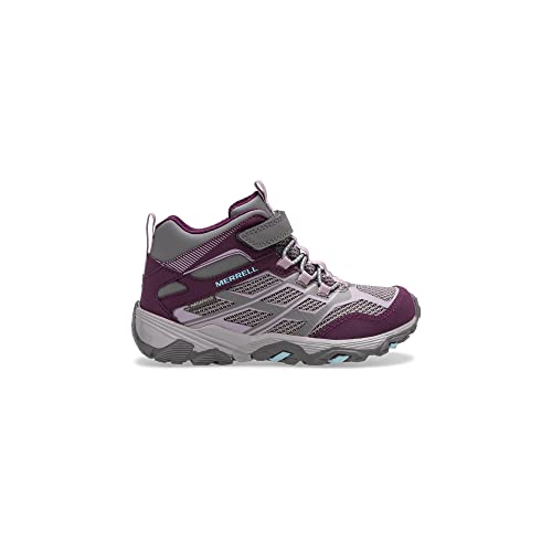 Merrell Moab FST Mid Alternative Closure Waterproof Hiking Boot, Charcoal/Nirvana, 4.5 Wide US Unisex Big_Kid