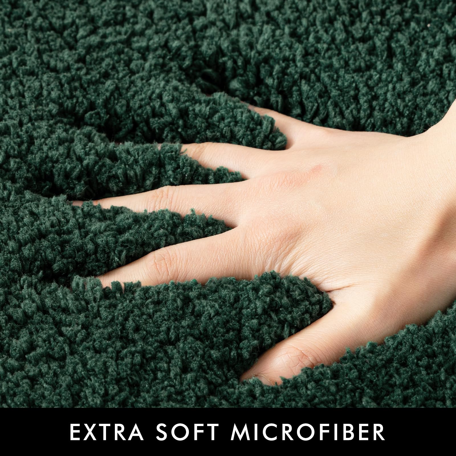MIULEE Dark Green Bathroom Rugs Set 2 Piece, Non Slip Bath Mat with Absorbent Microfiber, Ultra Soft Thick Rugs for Bathroom Floor Tub Shower, Machine Washable (16 x 24 Inches)