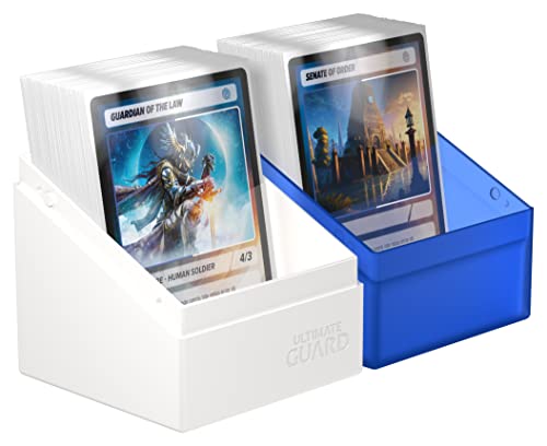 Ultimate Guard Boulder Synergy 100+, Deck Case for 100 Double-Sleeved TCG Cards, White/Blue, Secure & Durable Storage for Trading Card Games
