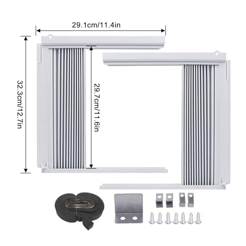 Window Air Conditioner Side Panels with Frame, AC Insulation Side Panels Curtain Kit, Room AC Accordion Filler Curtain Kit Replacement, Adjustable Insulation AC Side Panel Include Frames