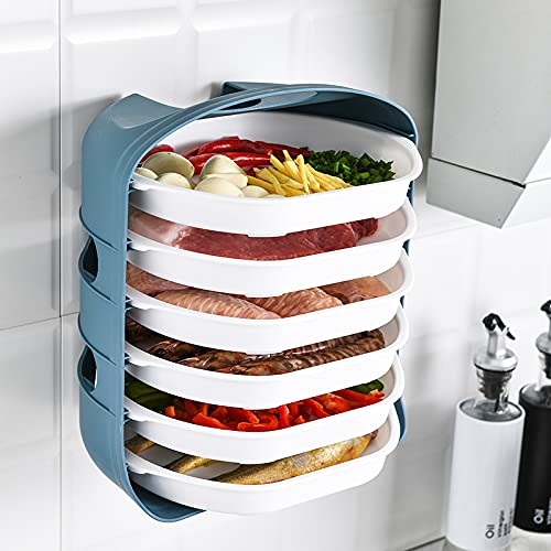 RJfashion Kitchen multifunctional side dish storage box-household multi-layer hot pot vegetable side dish tray-can be superimposed and assembled freely??????????? (white, 6-layer storage)
