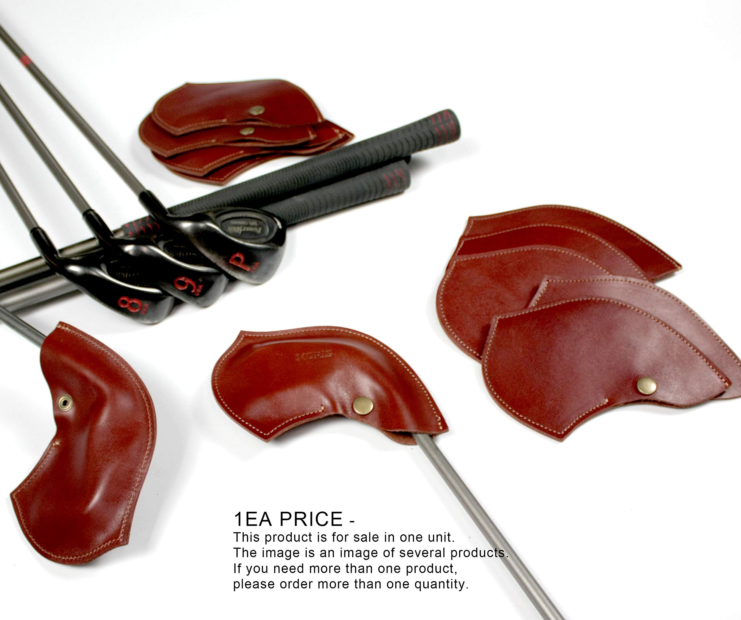moriskorea Golf Club Head Cover (11pcs) Custom Initial Wedge Iron Protective Cowhide Full Grain Vegetable Leather Fit All Brands Titleist, Callaway, Ping, Taylormade, Cobra Etc. 1 Set. (Black)