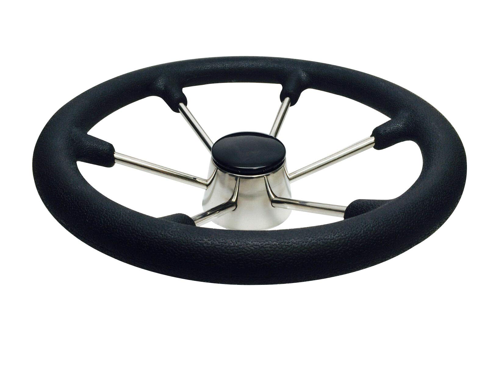 Marine Boat SS304 Steering Wheel with Black Sleeve 6 Spoke 15 1/2"