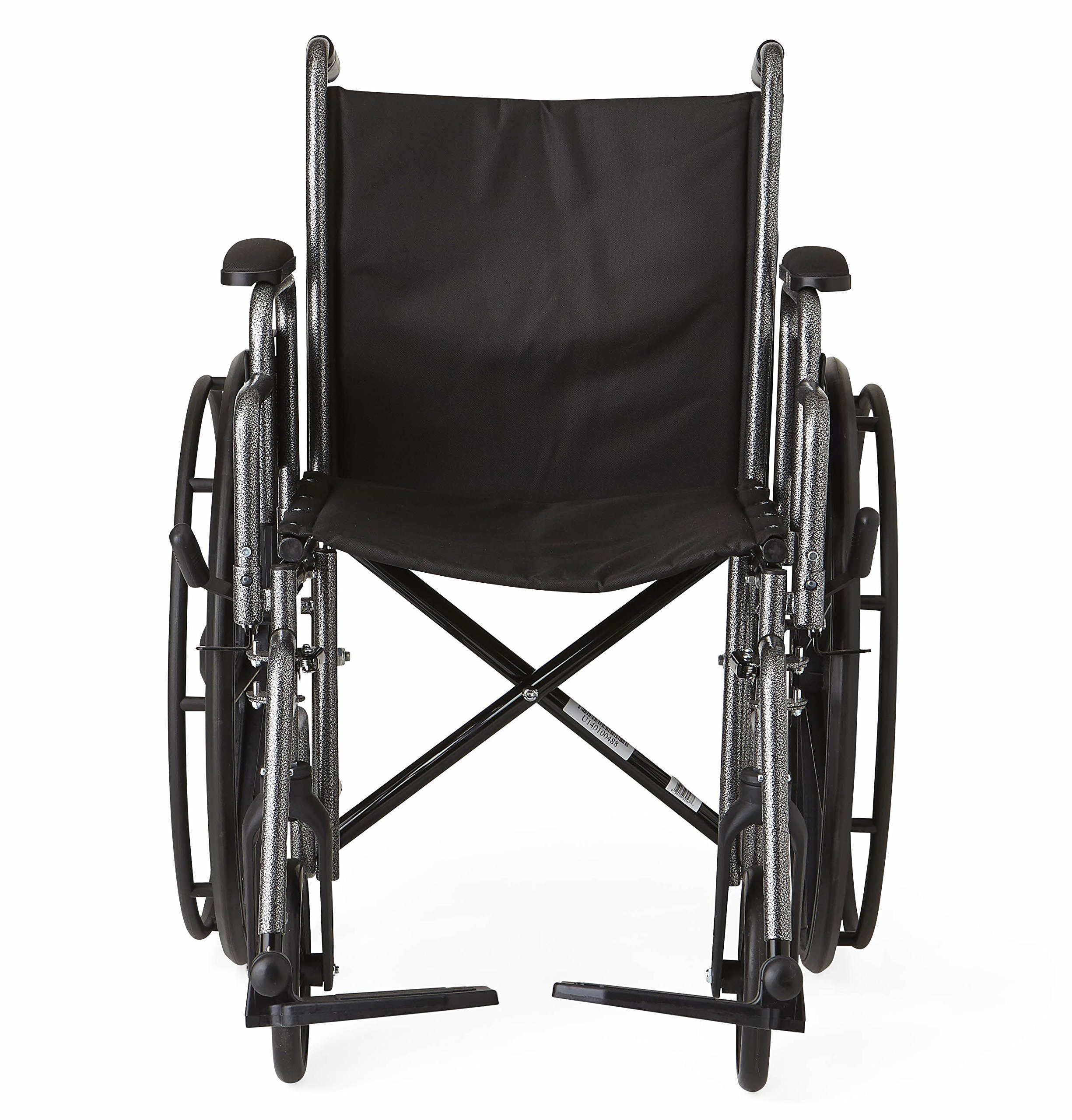 Medline Strong and Sturdy Wheelchair with Desk-Length Arms and Swing-Away Leg Rests for Easy Transfers, 18” Seat