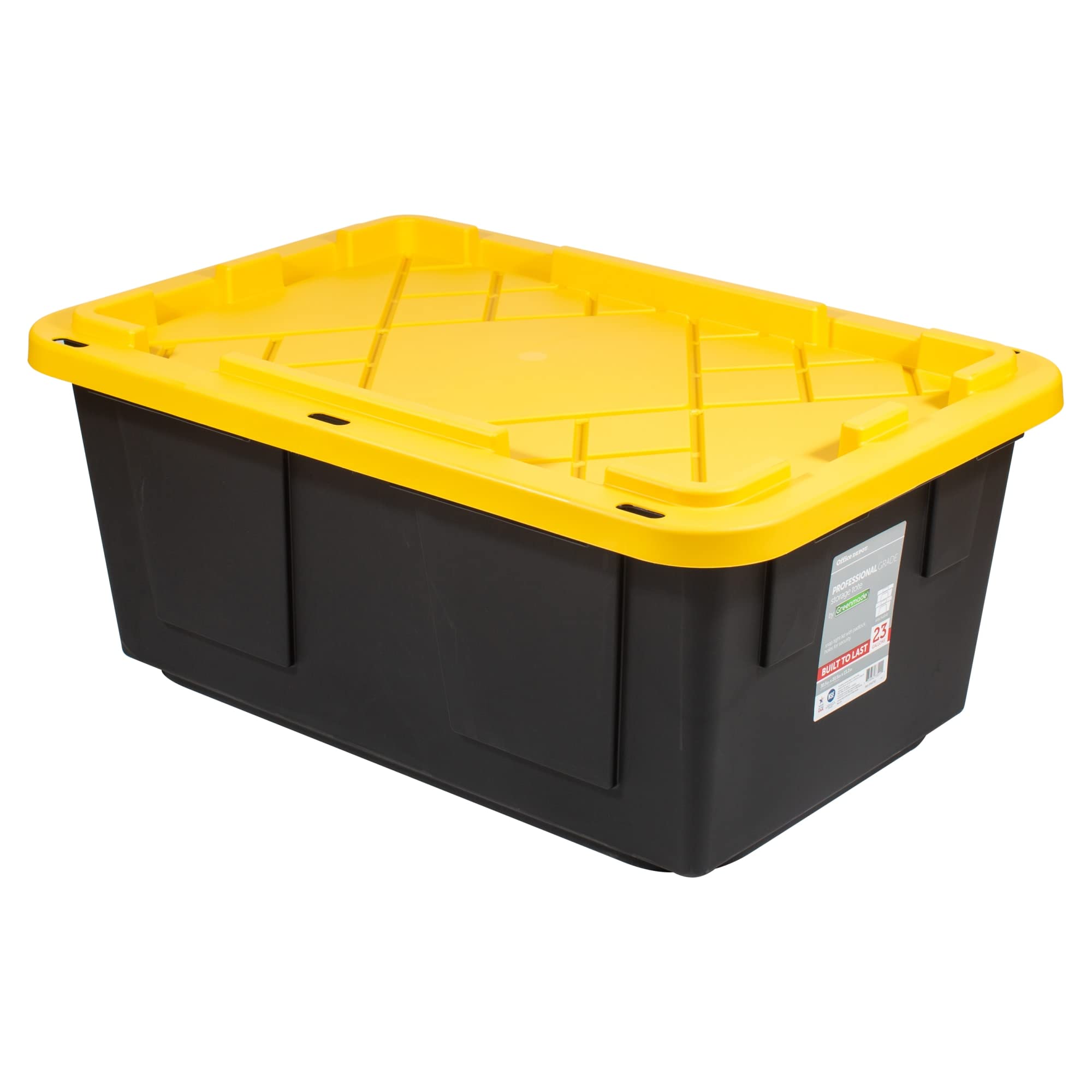 Office Depot® Brand by GreenMade® Professional Storage Totes, 23-Gallon, Black/Yellow