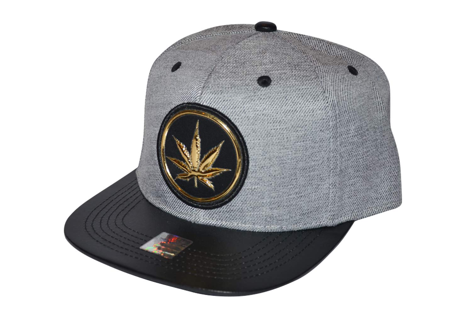 Popfizzy Marijuana Leaf Ball Cap Blazin Hot Pot Leaf Hats – 35 Designs (Golden Reefer Grey)