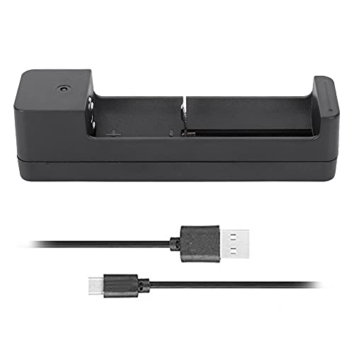 Vifemify Battery Charger, Black PC Universal Single Slot USB Battery Charger Adapter LED Intelligent Charging for Li ion Cell18650 26650 14500 Etc