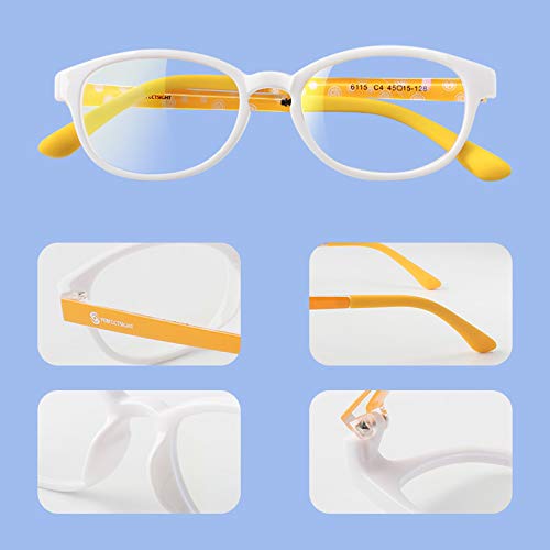 PERFECTSIGHT Blue Light Blocking Glasses for Kids Boys & Girls Frame TR90 Flexible Strap Anti-Eyestrain Headache and UV Age 4-12 (C6115-C4)