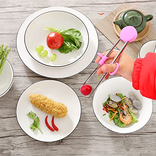 Teach Your Kids How to Use chopsticks with our 2 Pairs of Training Chopsticks for Beginner - Reusable Stainless Steel Kids' Chopsticks Perfect for Learning!（BLUE,PINK）