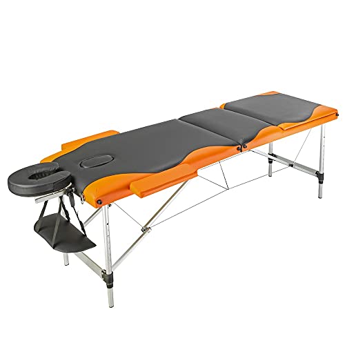 ZHYH 3 Sections 185 x 60 x 81cm Foldable Beauty Bed Folding Portable SPA Bodybuilding Massage Table Spa Bed Black