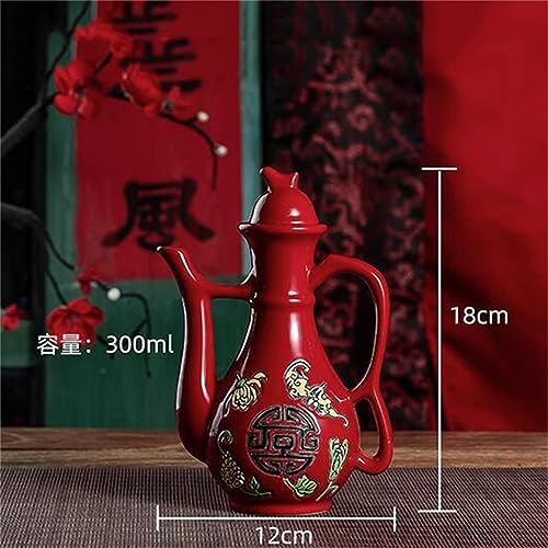MMLLZEL Wedding Supplies Gift Chinese Ceramic Red Wine Set Wedding Cross Glass Wine Wine Glass Wine Pot