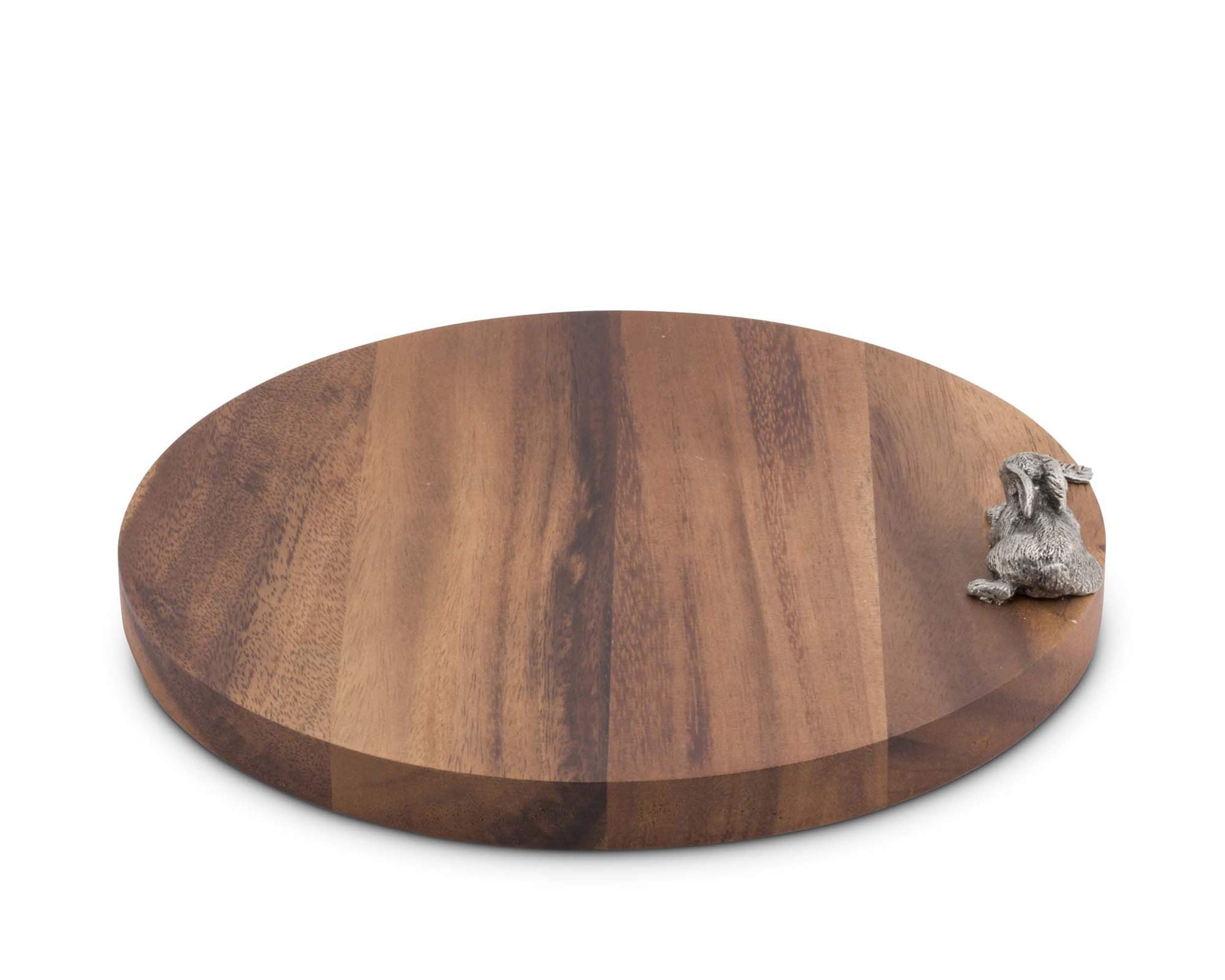 Vagabond House Rabbit Wood Cheese/Bar Board Round Acacia Hardwood Cheese/Serving Board 10 inch Diameter .75 inch Tall