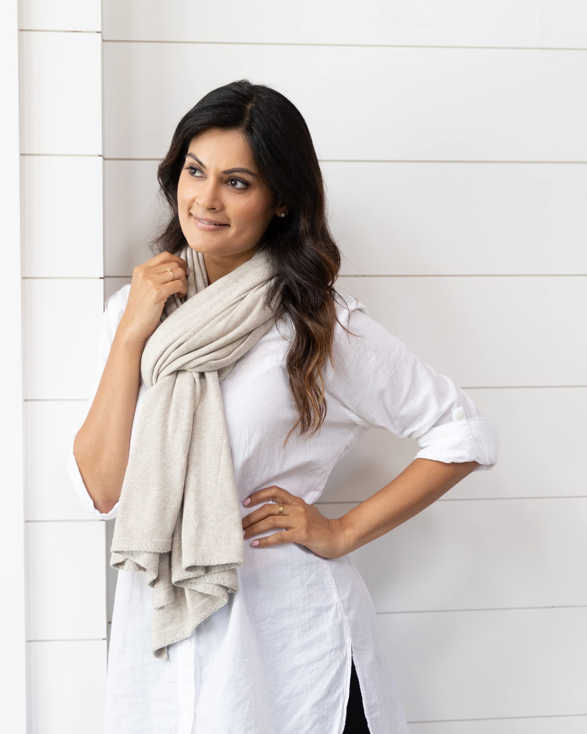 zestt Dreamsoft Travel Scarf, Wrap and Shawl, Organic Cotton, Birch