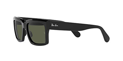 Ray-Ban RB2191 Inverness Rectangular Sunglasses, Black/Green, 54 mm