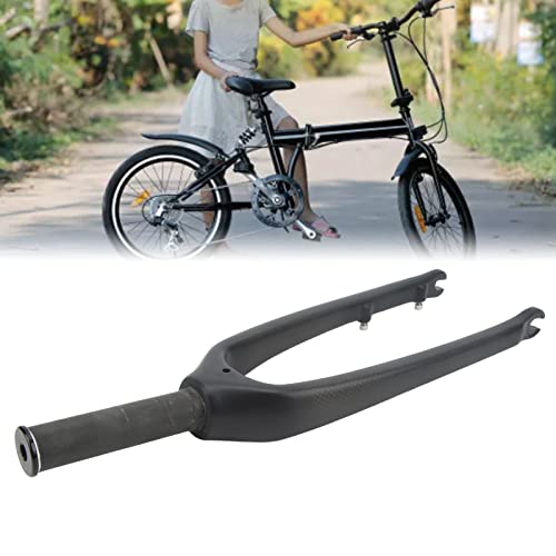 Uxsiya Road Bike Front Fork, 20 Inch 4.37in Top Tube Stable Professional Lightweight Mountain Bike Fork 3K Matte for Folding Bike