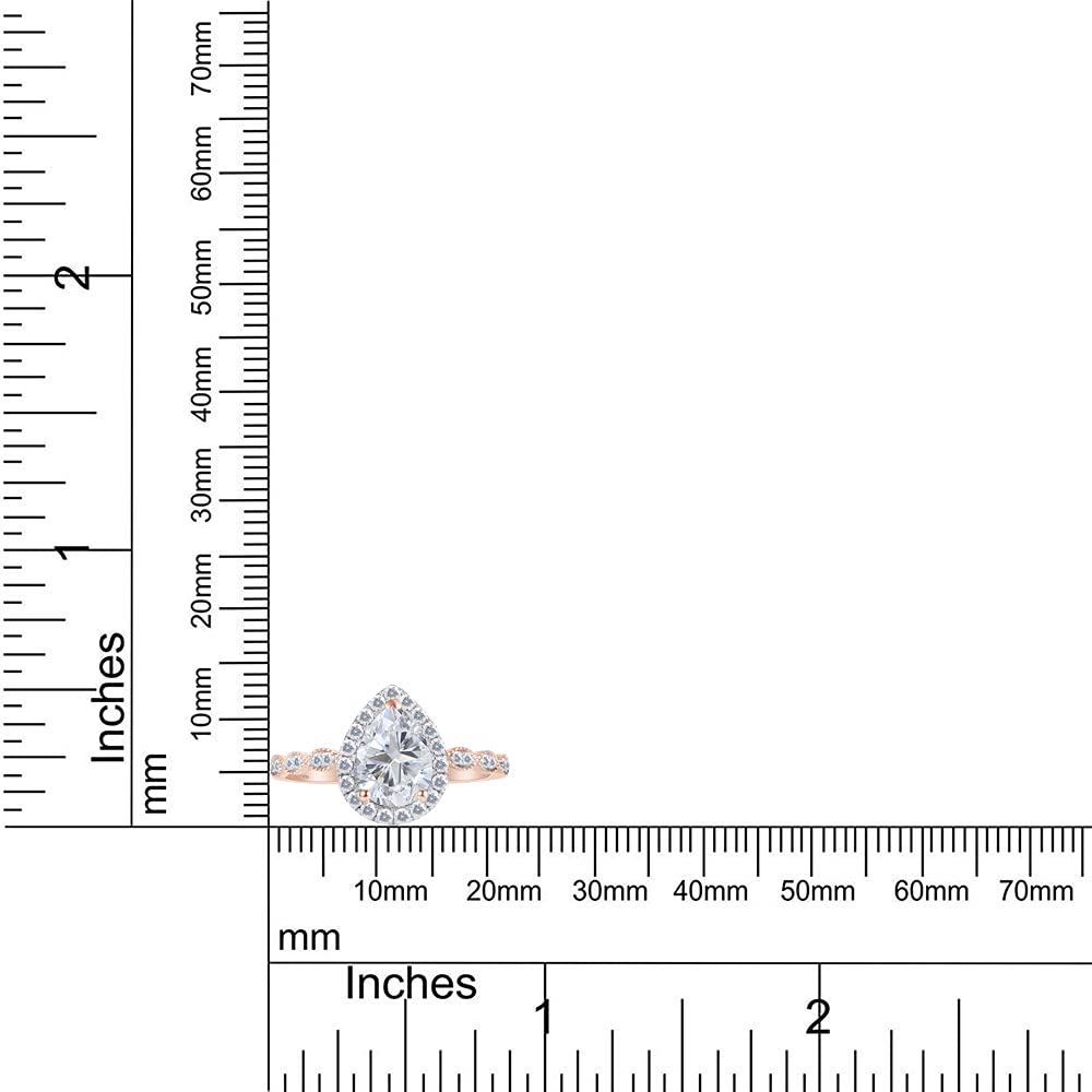SAVEARTH DIAMONDS 14k Rose Gold Over Sterling Silver Teardrop Infinity Design, Center 12X8MM (2.75 Ct) Pear Cut Moissanite Lab Created Diamond Engagement Promise Ring For Women (3.25 Ct) Size-5.5
